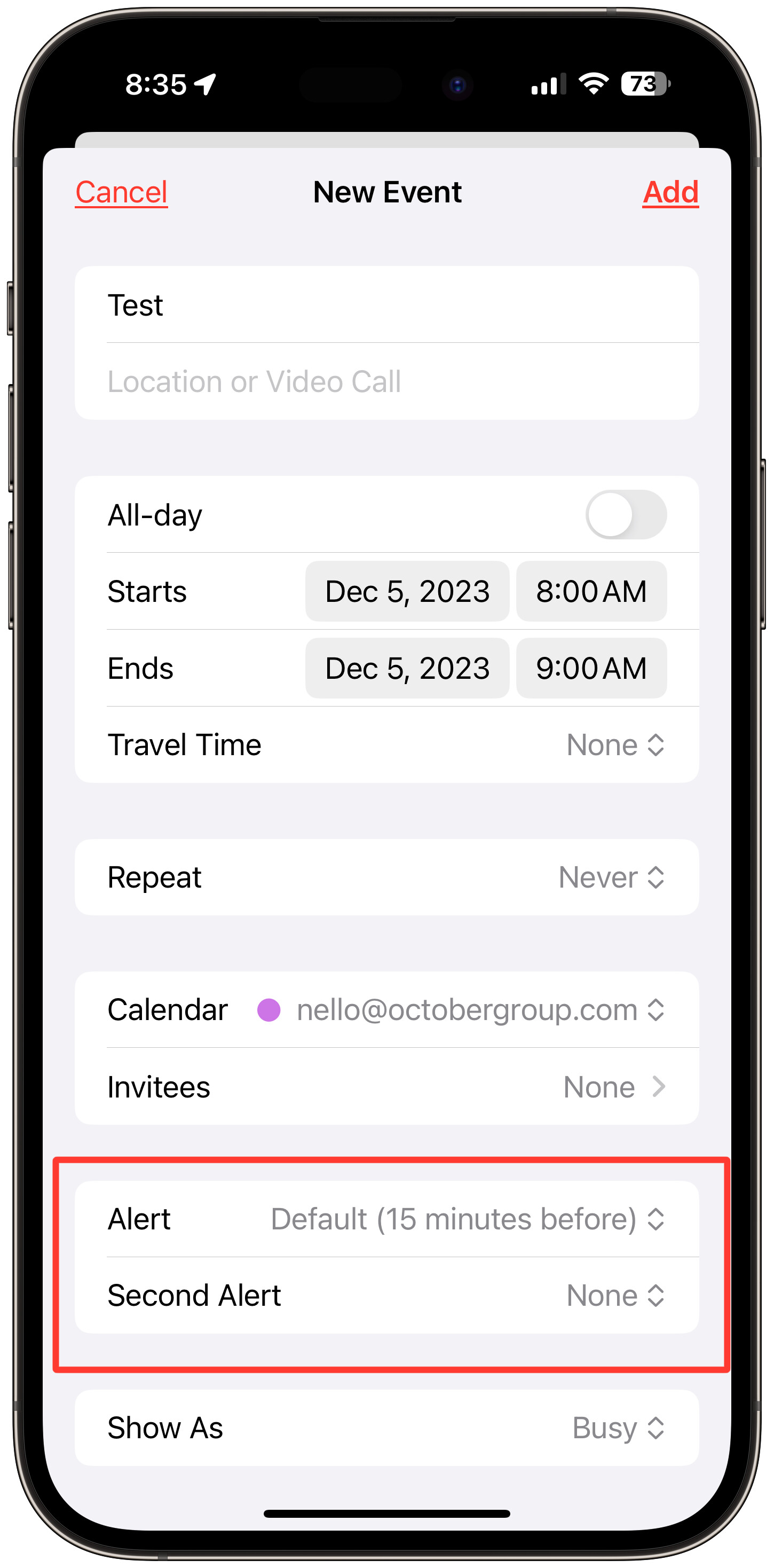 iOS Calendar Default for 2nd Event Notification Time - TidBITS Talk - TidBITS Talk